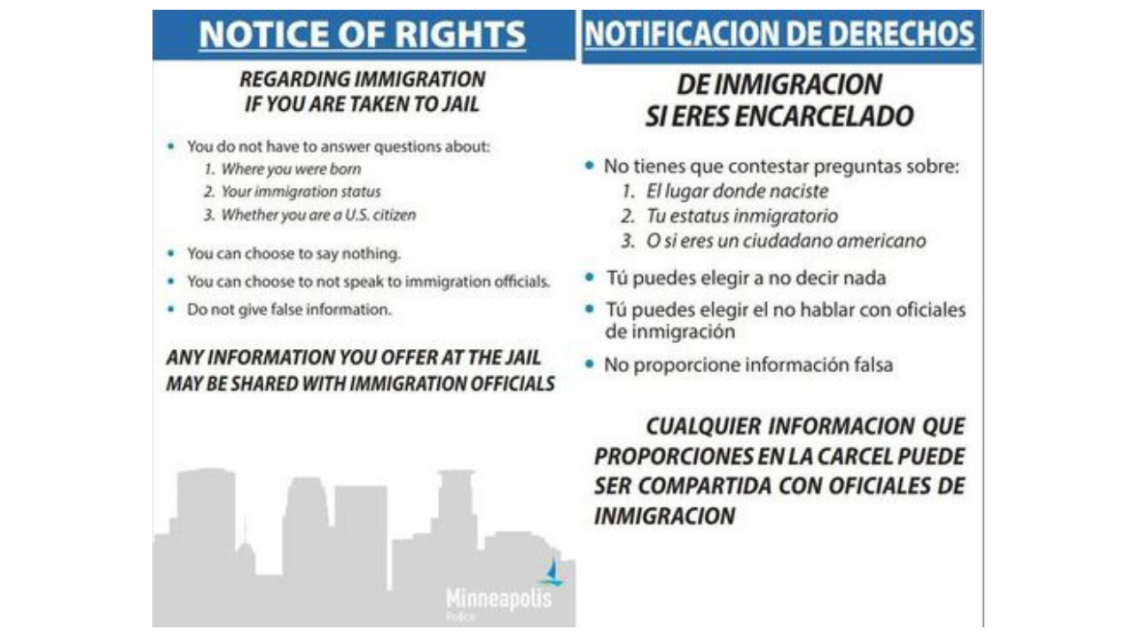 Minneapolis Rolls Out “Know Your ICE Rights” Placards In Police Cars ...