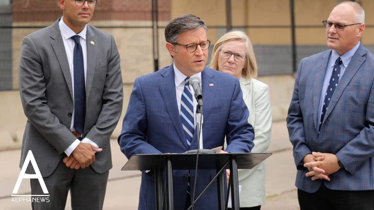 Speaker Johnson targets Harris-Walz record on crime, economy outside ...