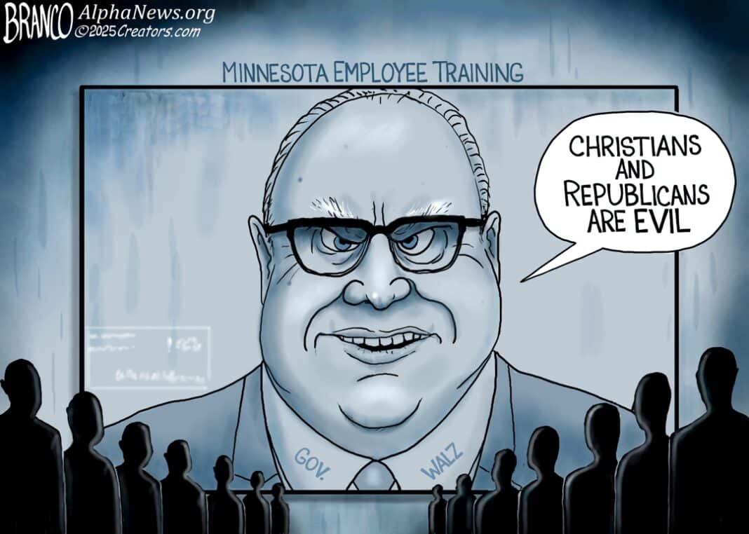 Alpha News cartoon: Woke supremacy training